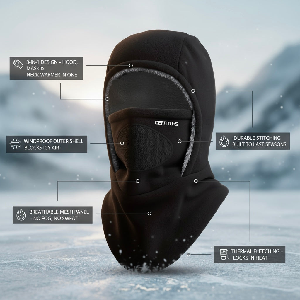 Thermal Fleece Balaclava – Windproof 3-in-1 Winter Hat, Mask & Neck ...